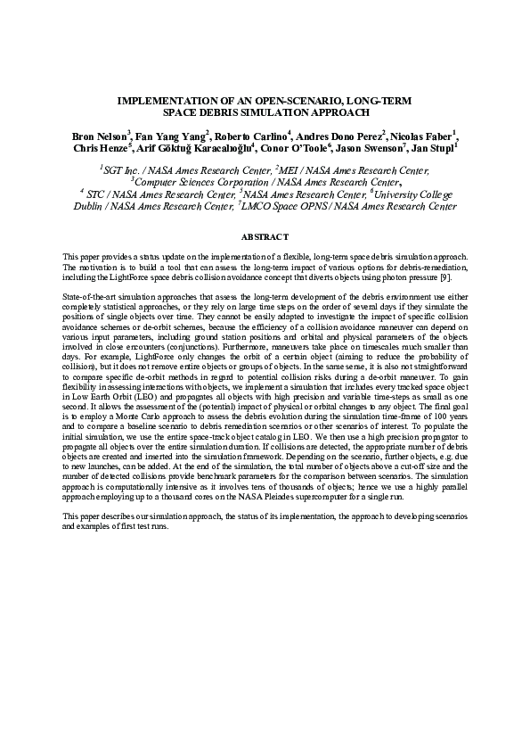 (PDF) Implementation of an Open-Scenario, Long-Term Space Debris ...