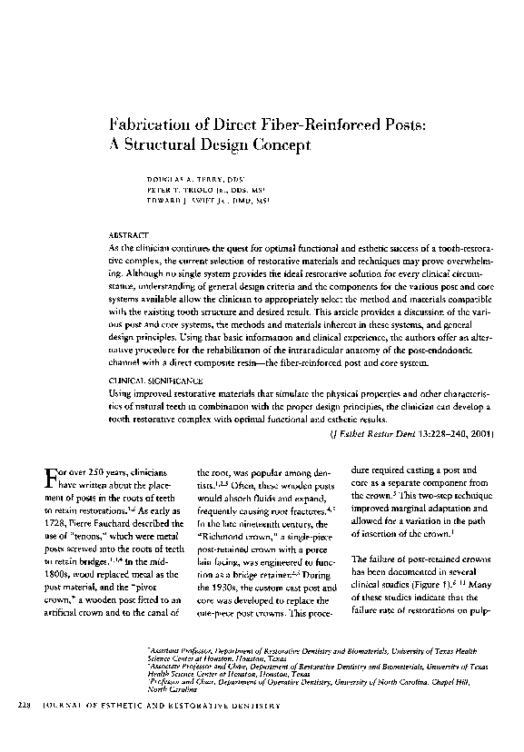 (PDF) Fabrication of Direct Fiber-Reinforced Posts: A Structural Design ...