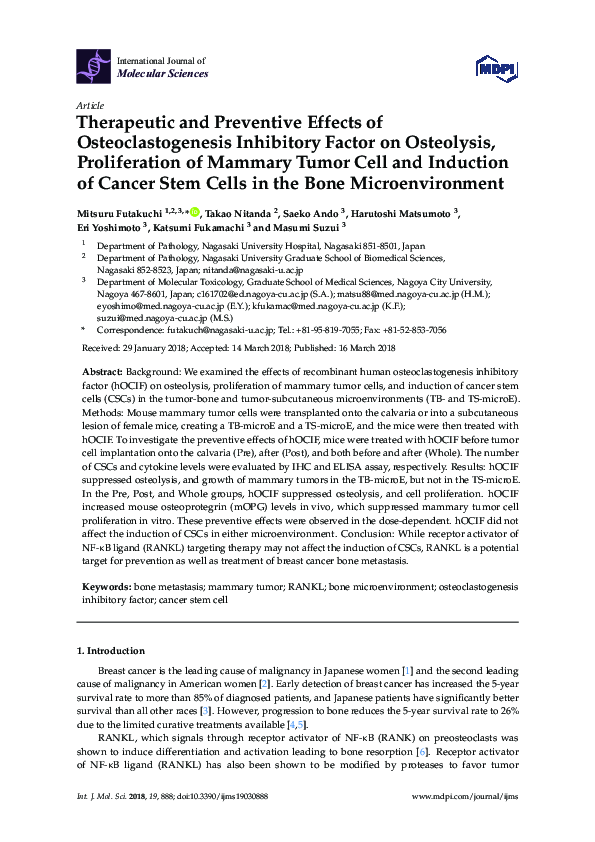 (PDF) Therapeutic and Preventive Effects of Osteoclastogenesis ...