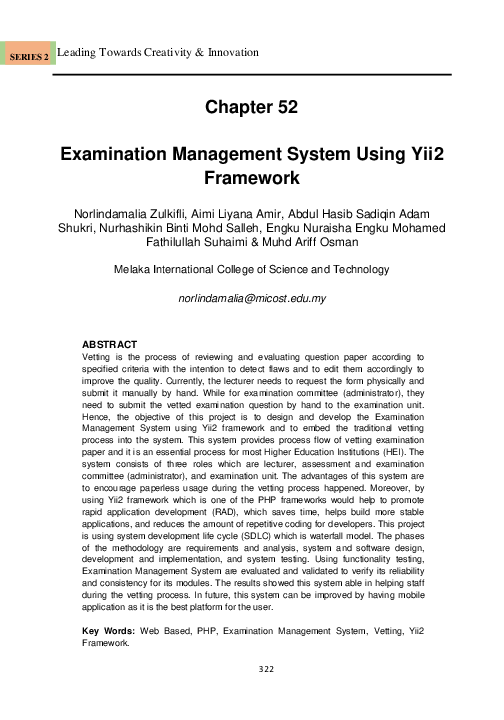 (PDF) Examination Management System Using Yii2 Framework
