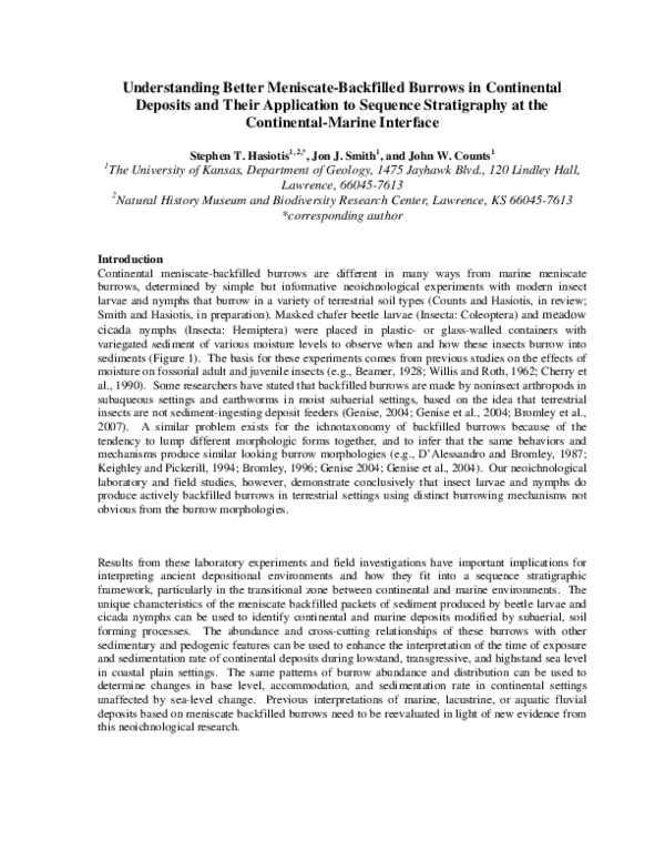 (PDF) Understanding Better Meniscate-Backfilled Burrows in Continental ...
