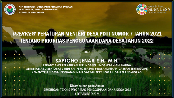 Pdf Overview Permendes 7 Tahun 2021 Tentang Prioritas Penggunaan Dana