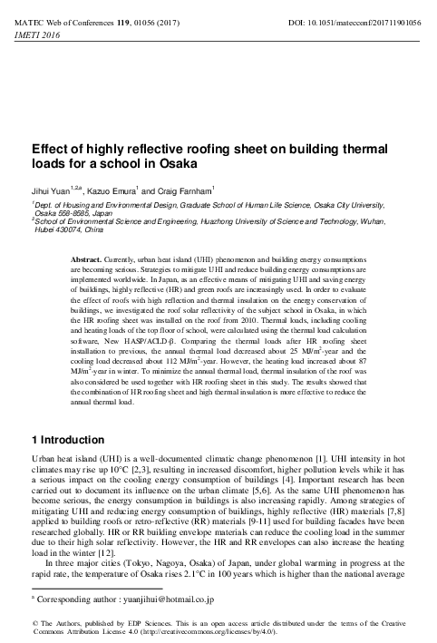 (PDF) Effect of highly reflective roofing sheet on building thermal ...