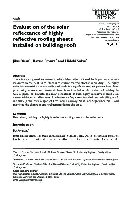 (PDF) Evaluation of the Solar Reflectance of Highly Reflective Roofing ...