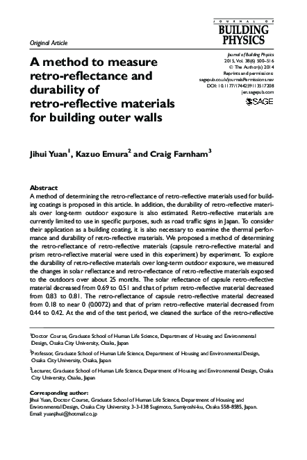 (PDF) A method to measure retro-reflectance and durability of retro ...