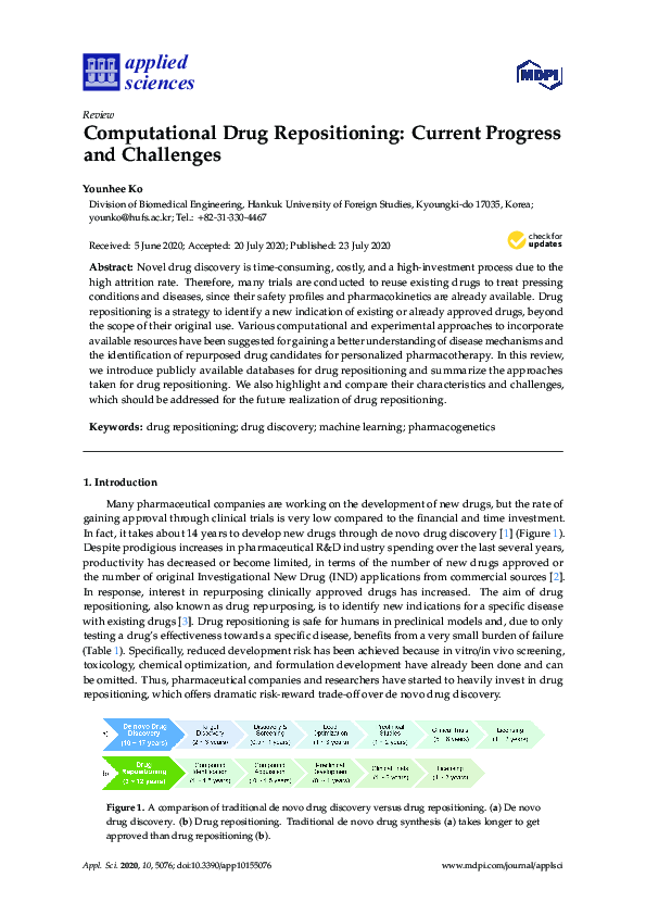 (PDF) Computational Drug Repositioning: Current Progress and Challenges
