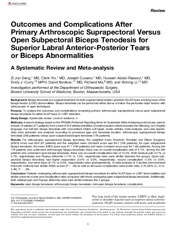 (PDF) Outcomes and Complications After Primary Arthroscopic ...