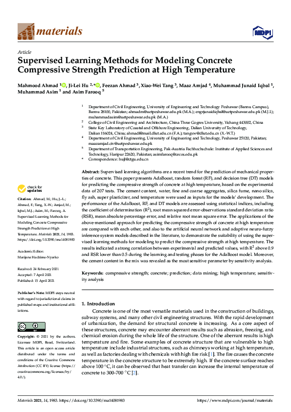 (PDF) Supervised Learning Methods for Modeling Concrete Compressive ...