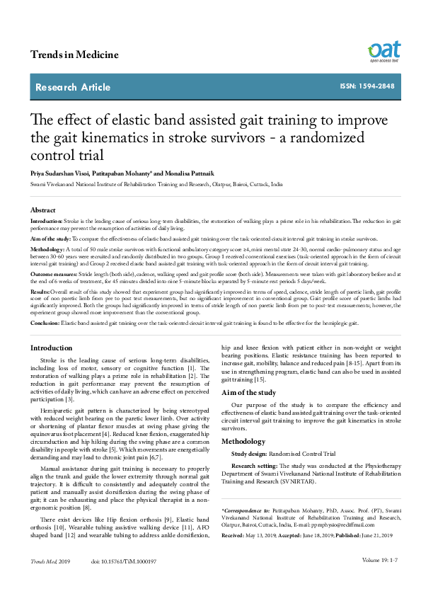 (PDF) The effect of elastic band assisted gait training to improve the ...