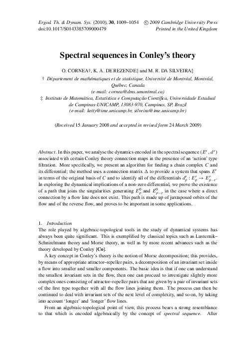 (PDF) Spectral sequences in Conley’s theory