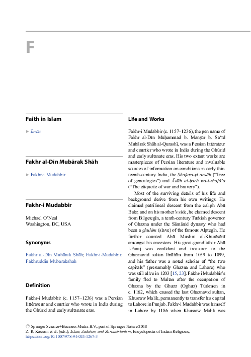 (PDF) Fakhr-i Mudabbir