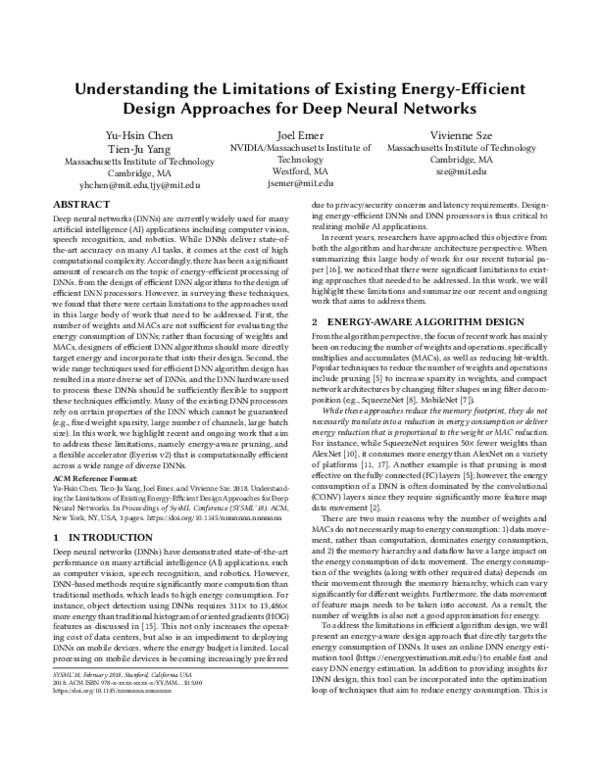 (PDF) Understanding the Limitations of Existing Energy-Efficient Design Approaches for Deep ...