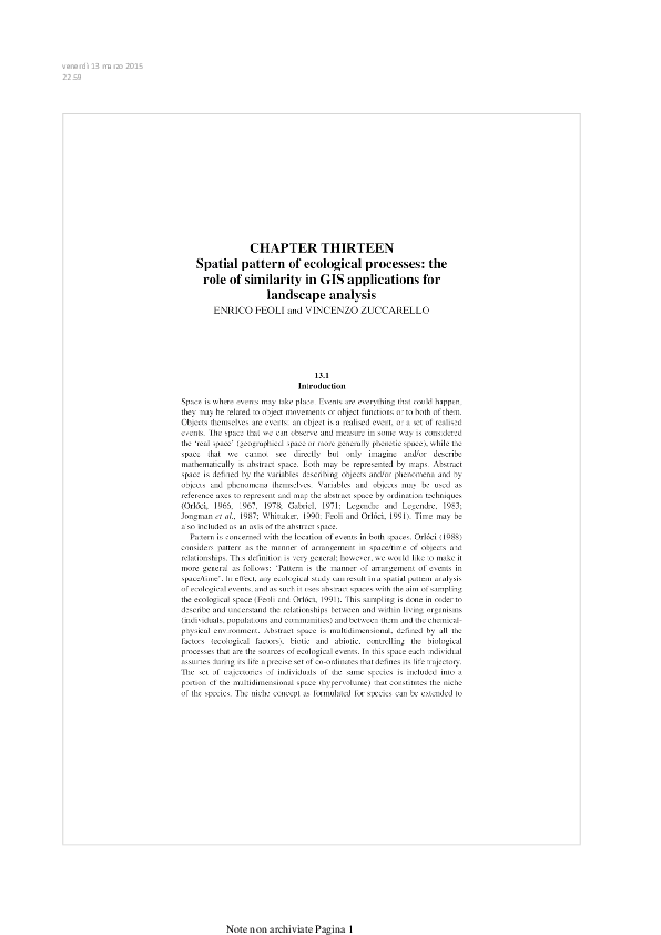 (PDF) Spatial pattern of ecological processes