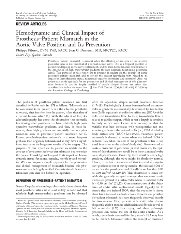 (PDF) Hemodynamic and Clinical Impact of Prosthesis–Patient Mismatch After Transcatheter Aortic ...