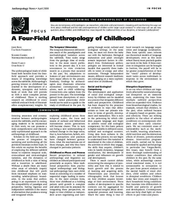 (PDF) A four-field anthropology of childhood