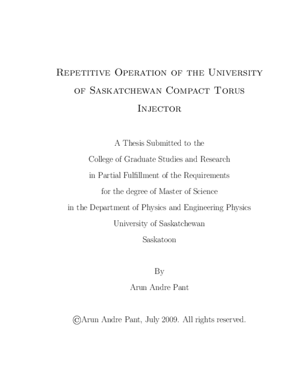 (PDF) Repetitive operation of the University of Saskatchewan Compact ...