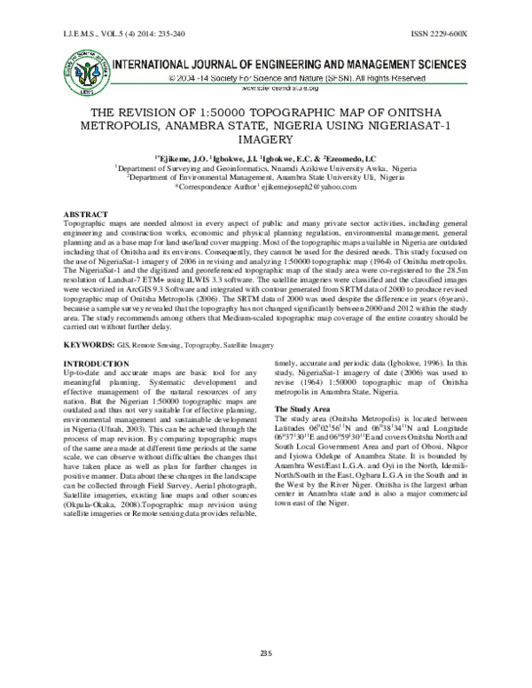 (PDF) The Revision of 1:50000 Topographic Map of Onitsha Metropolis ...