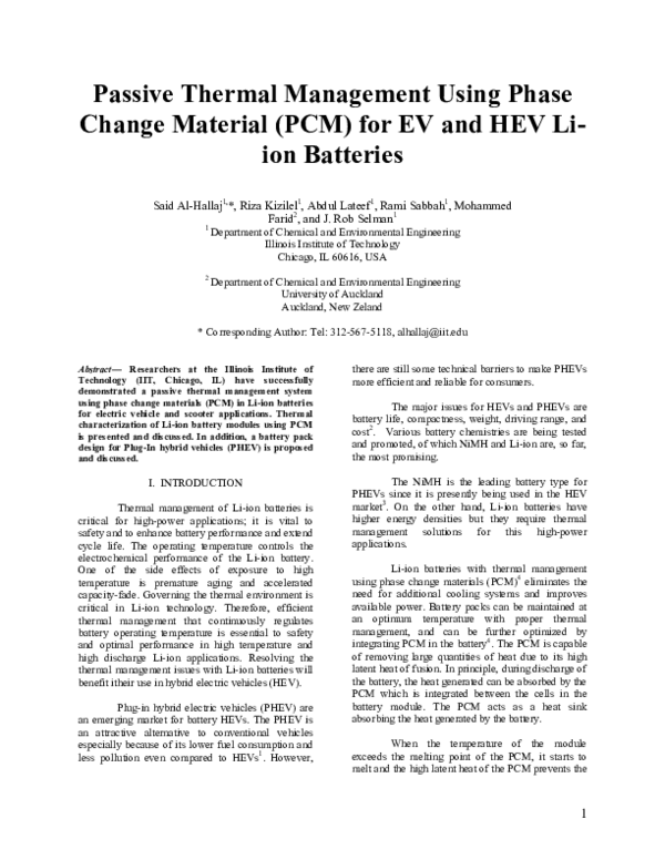 (PDF) Passive Thermal Management Using Phase Change Material (PCM) for ...