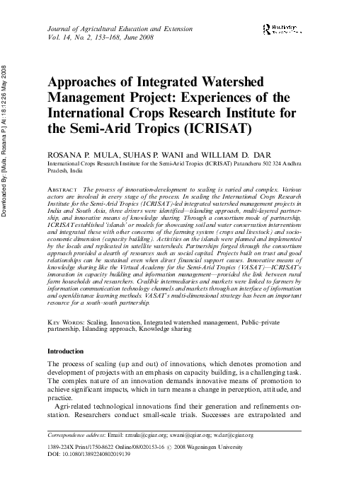 (PDF) Approaches of Integrated Watershed Management Project ...