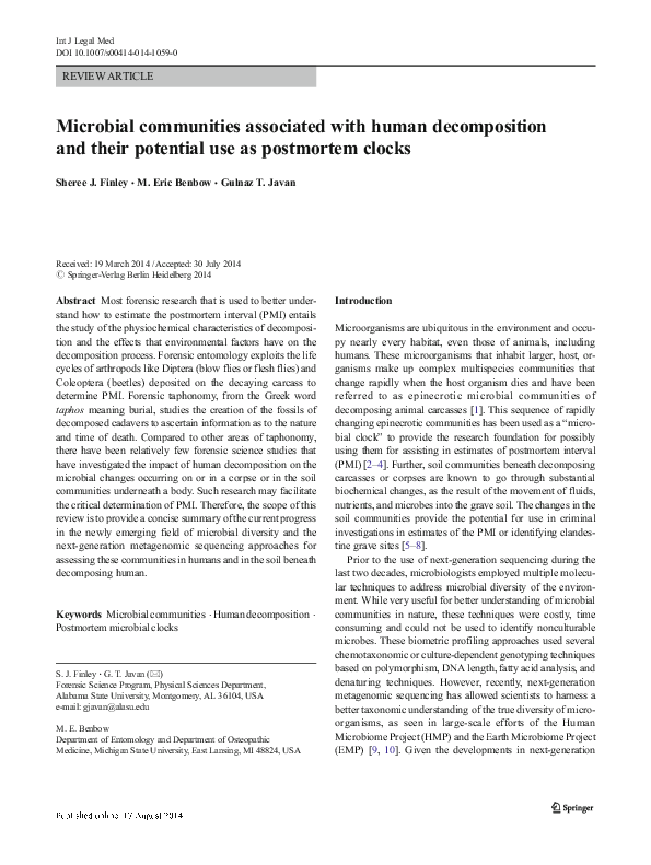 (PDF) Microbial communities associated with human decomposition and ...
