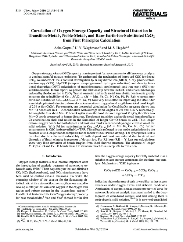(PDF) Correlation of Oxygen Storage Capacity and Structural distortion ...