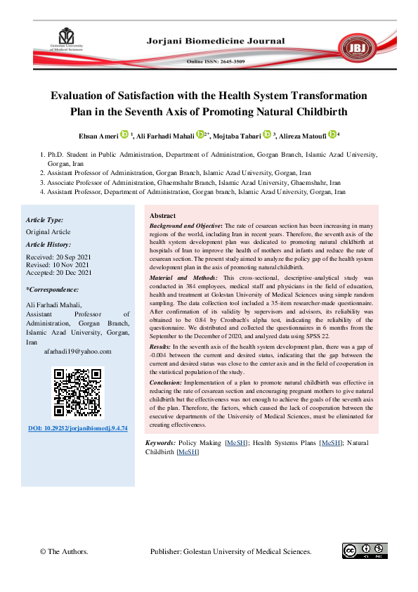 (PDF) Evaluation of Satisfaction with the Health System Transformation ...