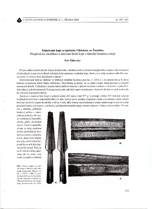 (PDF) Decorated lance with the name of Viktorin of Žerotin / Tauzované ...