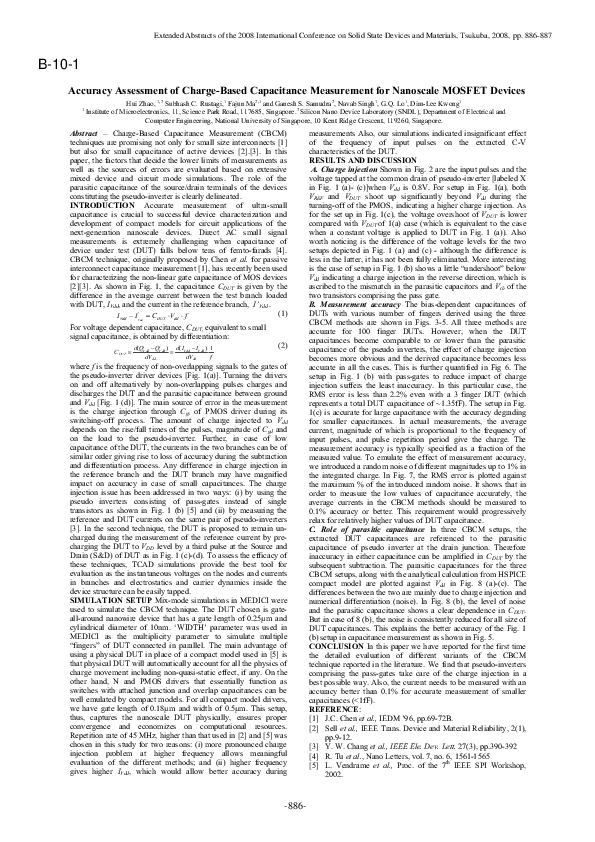Pdf Accuracy Assessment Of Charge Based Capacitance Measurement For Nanoscale Mosfet Devices