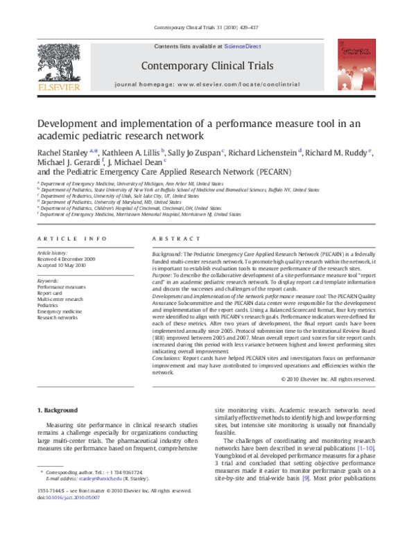 (PDF) Development and implementation of a performance measure tool in ...