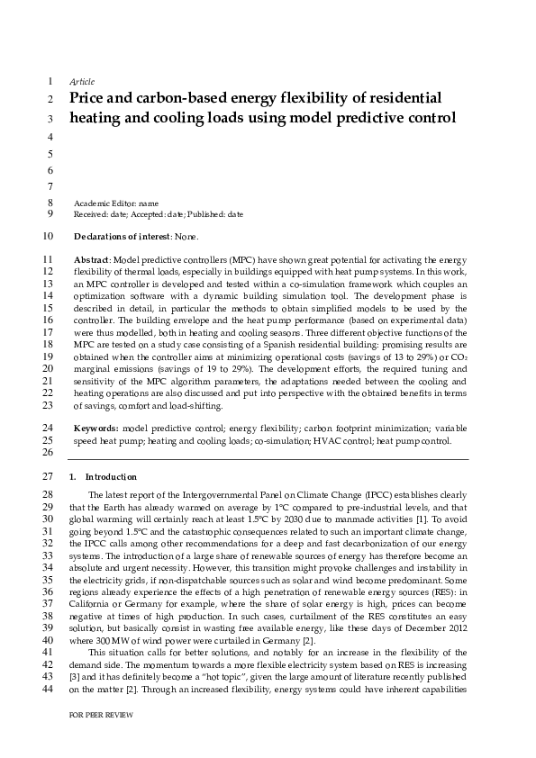 (PDF) Price and carbon-based energy flexibility of residential heating and cooling loads using ...