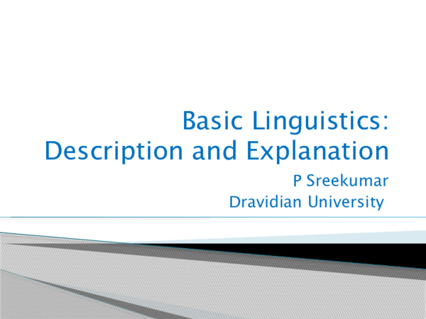 (PPT) Basic Linguistics: Description and Explanation