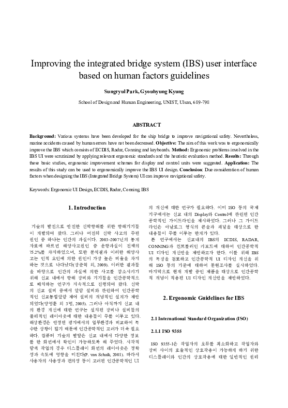 (PDF) Improving the integrated bridge system (IBS) user interface based ...