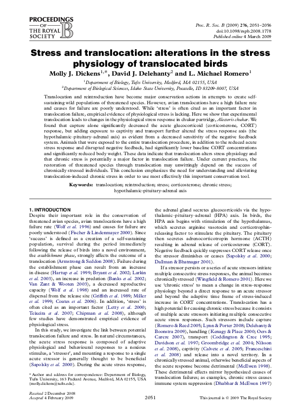(PDF) Stress and translocation: alterations in the stress physiology of ...
