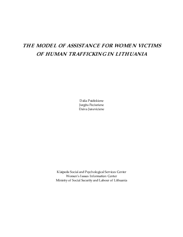 (PDF) The Model of Assistance for Women Victims of Human Trafficking in ...