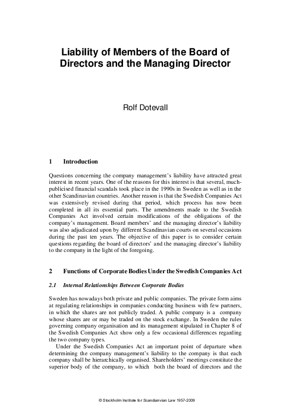 (PDF) Liability of members of the board of directors and the managing ...