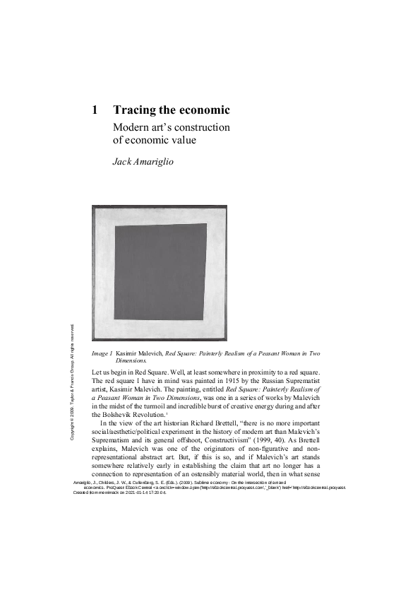 (PDF) Tracing the Economic: Modern art's construction of economic value