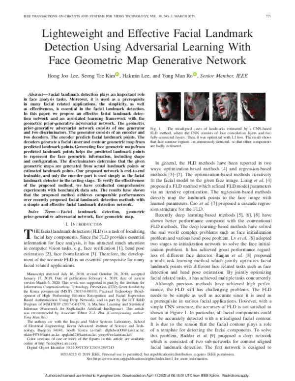(PDF) Lightweight and Effective Facial Landmark Detection using Adversarial Learning with Face ...