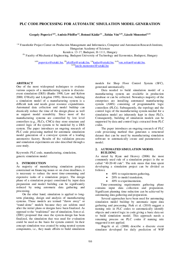 (PDF) PLC code processing for automatic simulation model generation