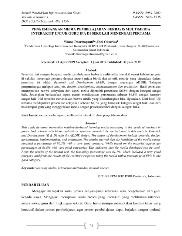 (PDF) Pengembangan Media Pembelajaran Berbasis Multimedia Interaktif Untuk Guru Ipa DI Sekolah ...