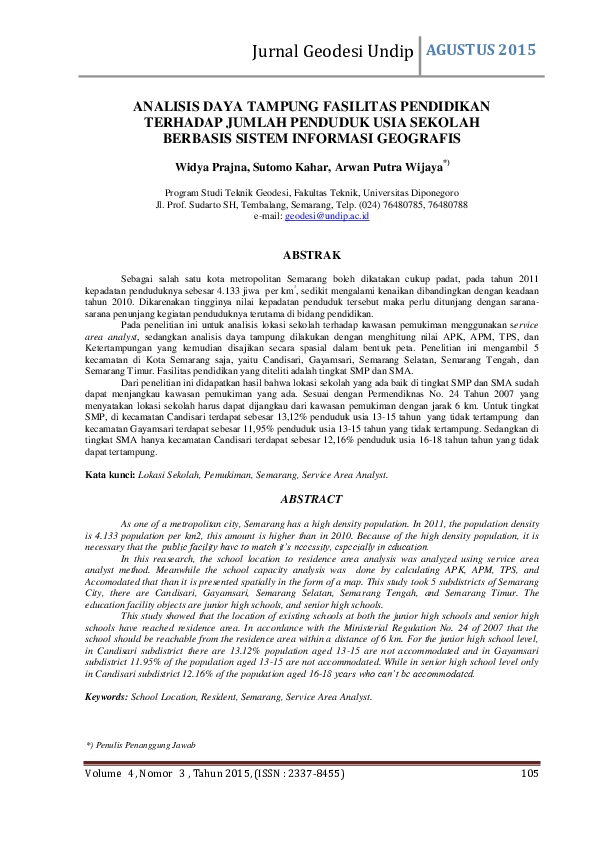 (PDF) Analisis Daya Tampung Fasilitas Pendidikan Terhadap Jumlah Penduduk Usia Sekolah Berbasis ...