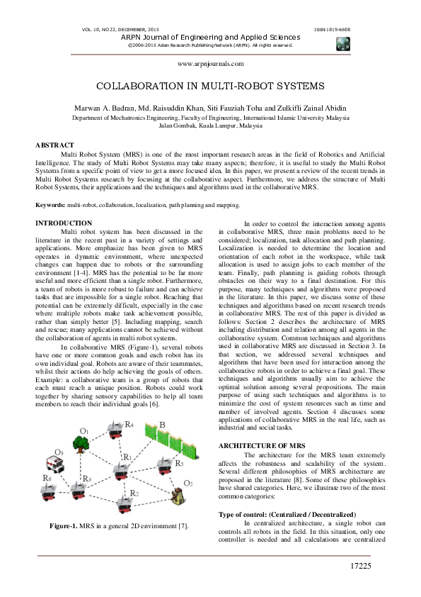 (PDF) Collaboration in multi-robot systems