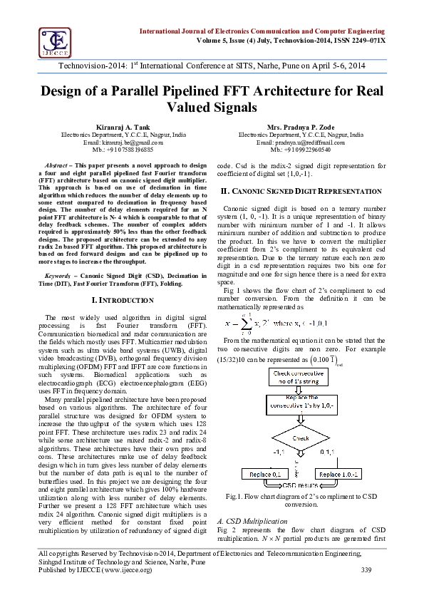 (PDF) Design of a Parallel Pipelined FFT Architecture For Real Valued ...