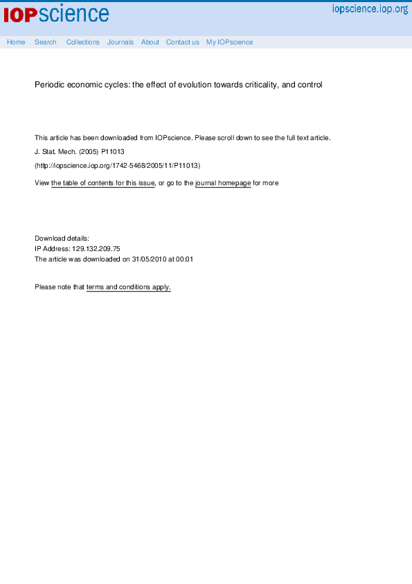 (PDF) Periodic economic cycles: the effect of evolution towards ...