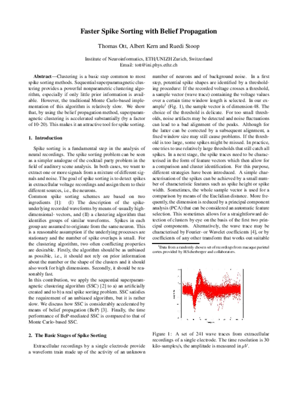 (PDF) Faster Spike Sorting with Belief Propagation