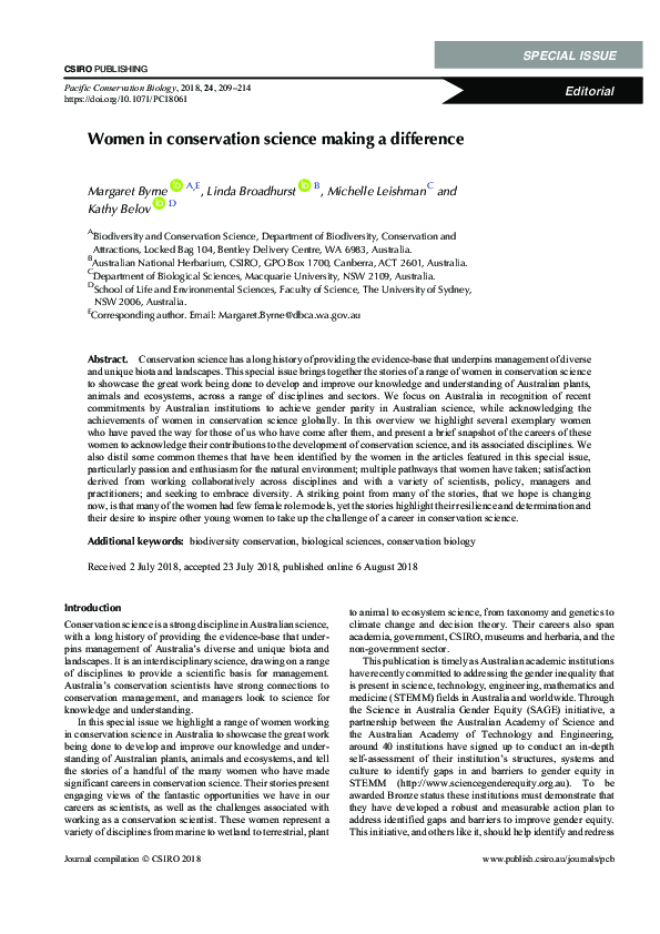 (PDF) Women in conservation science making a difference