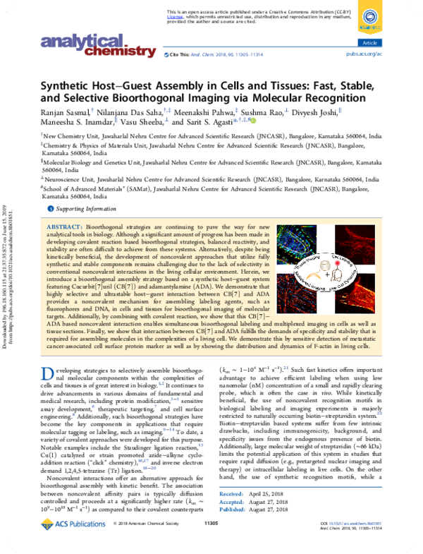 (PDF) Synthetic Host–Guest Assembly in Cells and Tissues: Fast, Stable ...