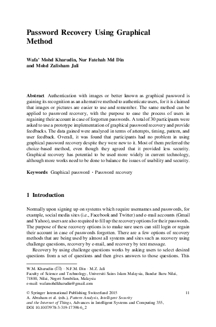 (PDF) Password Recovery Using Graphical Method