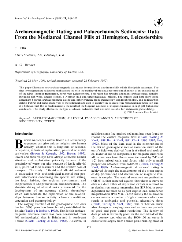 (PDF) Archaeomagnetic Dating and Palaeochannels Sediments: Data From ...