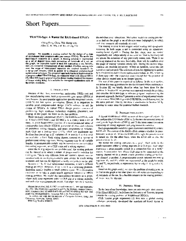 Pdf Tracer Fpga A Router For Ram Based Fpgas