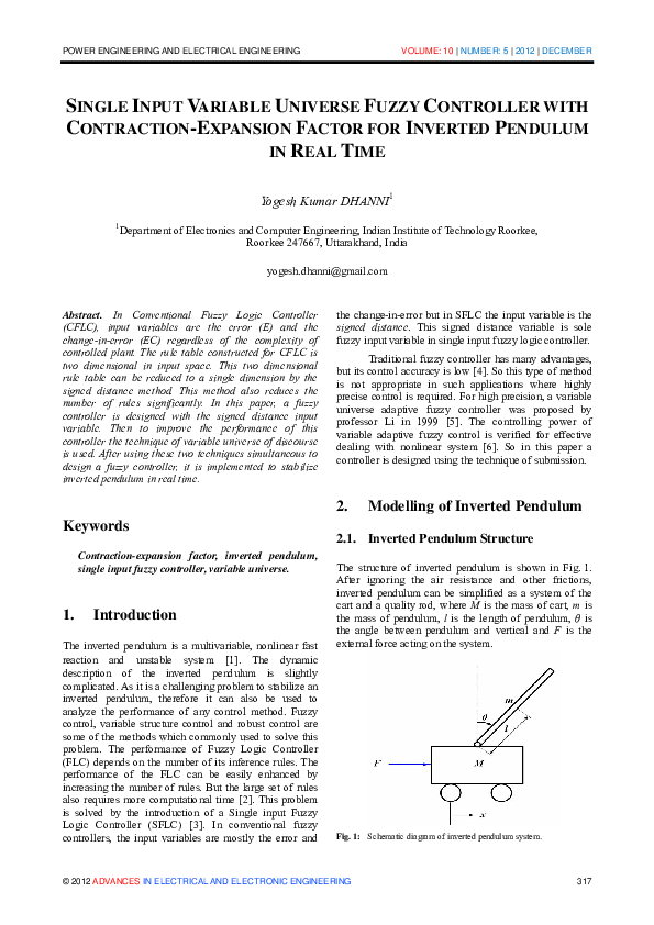 Pdf Single Input Variable Universe Fuzzy Controller With Contraction
